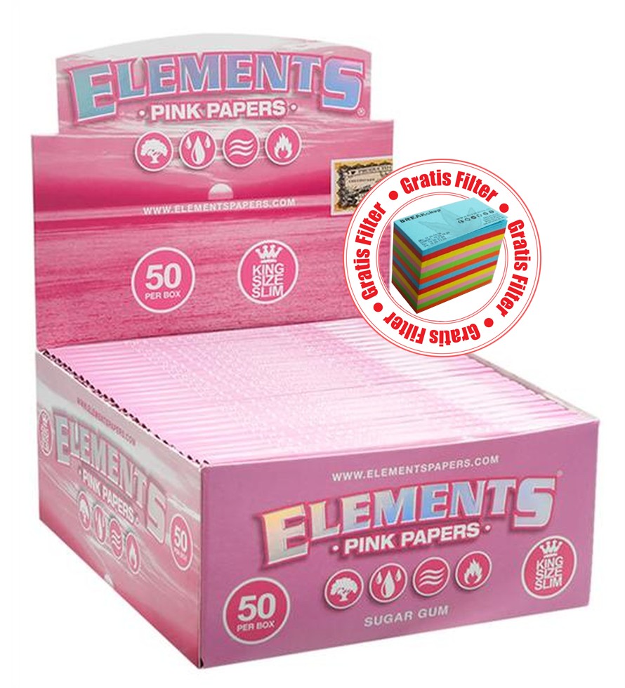 Elements Pink King Size Slim Papers Box 50Stk. - BREAKshop.ch