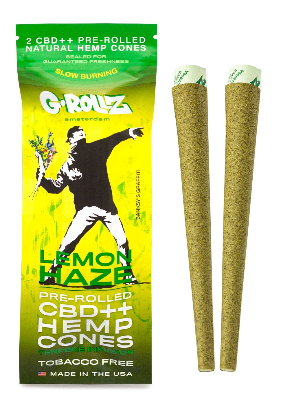 G-ROLLZ Banksy's Lemon Haze Pre-Rolled CBD Hemp Wraps