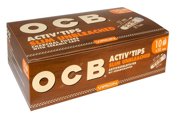 OCB Activ'Tips Slim Unbleached Aktivkohlefilter 7mm 50 Stk.